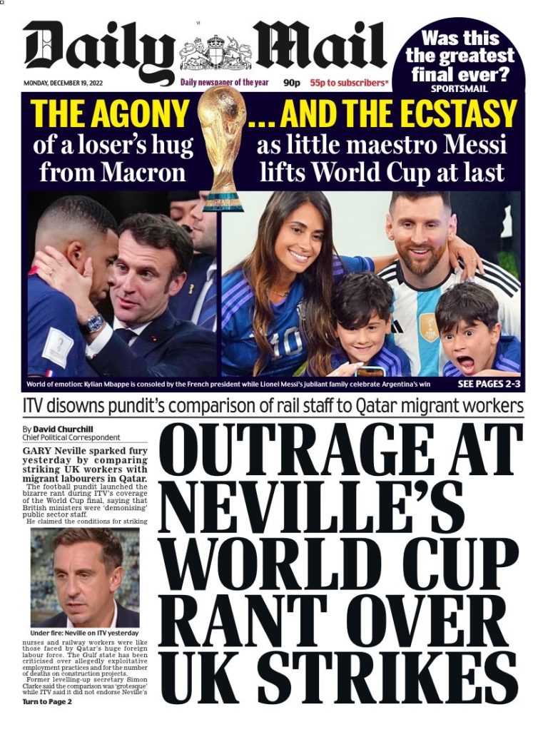 Daily Mail Front Page 19th of December 2022 - Tomorrow's Papers Today!
