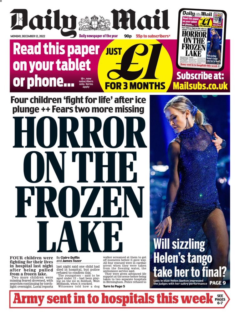 Daily Mail Front Page 12th of December 2022 - Tomorrow's Papers Today!