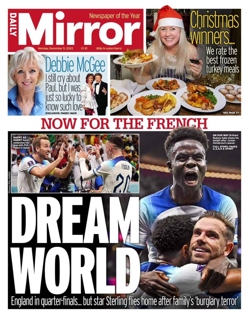 Daily Mirror Front Page 5th of December 2022 - Tomorrow's Papers Today!