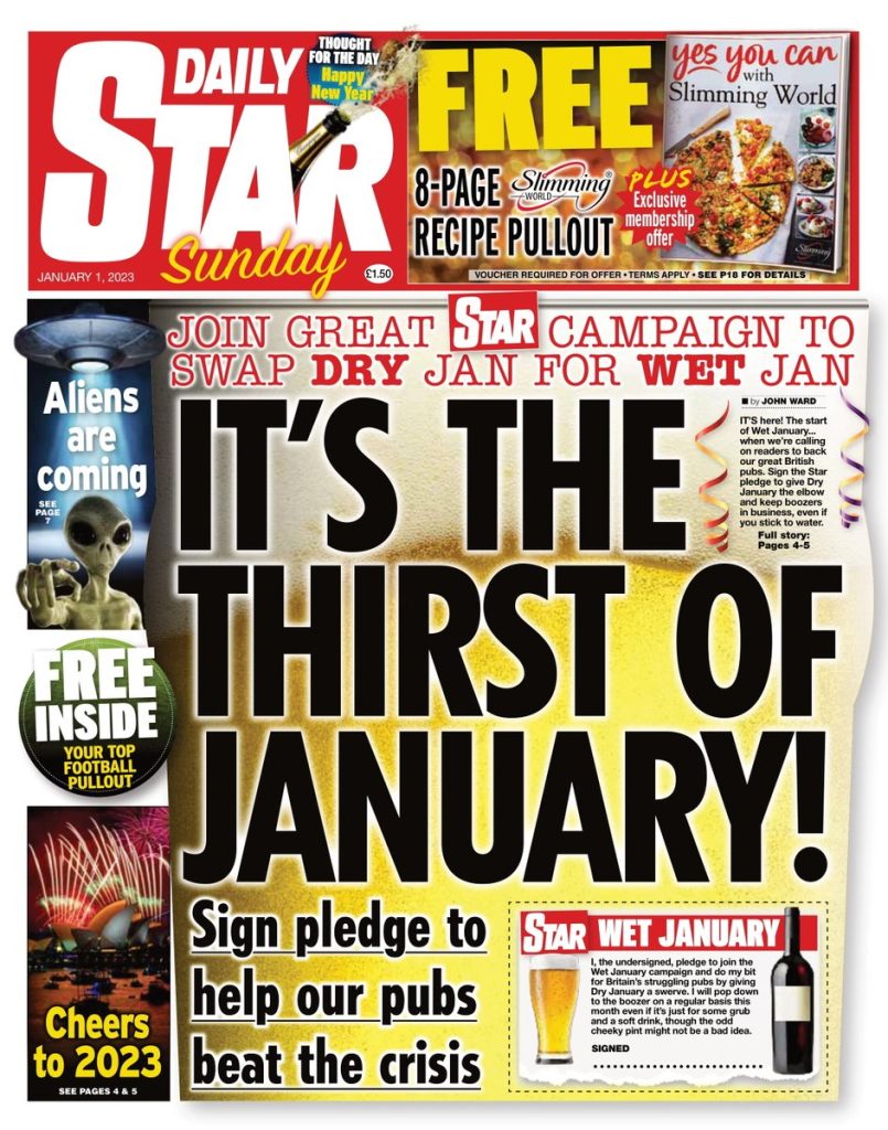 Daily Star Sunday Front Page 1st of January 2023 - Tomorrow's Papers Today!