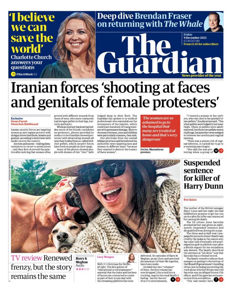 Guardian Front Page 9th of December 2022 - Tomorrow's Papers Today!