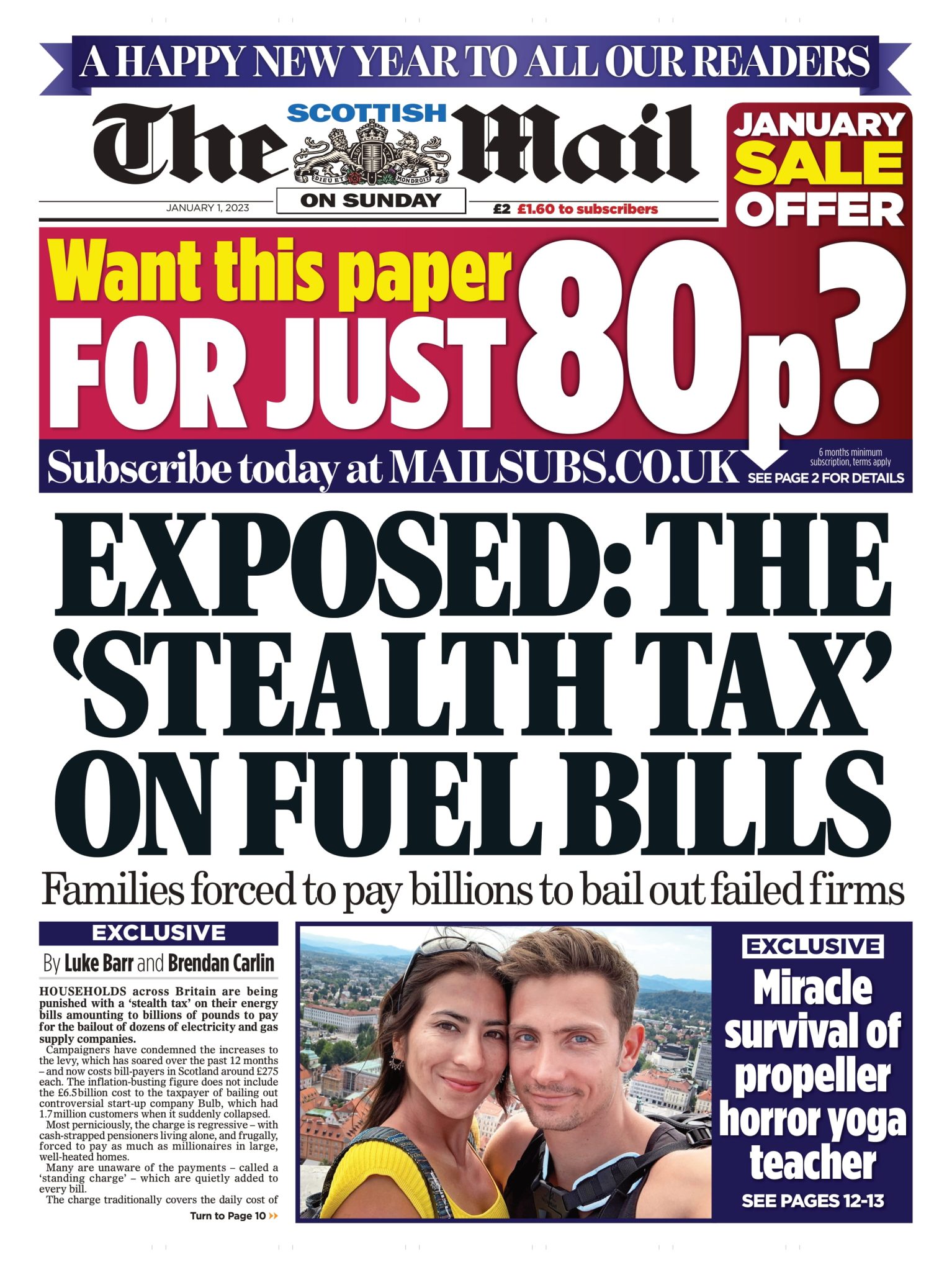 Scottish Mail on Sunday Front Page 1st of January 2023 - Tomorrow's ...