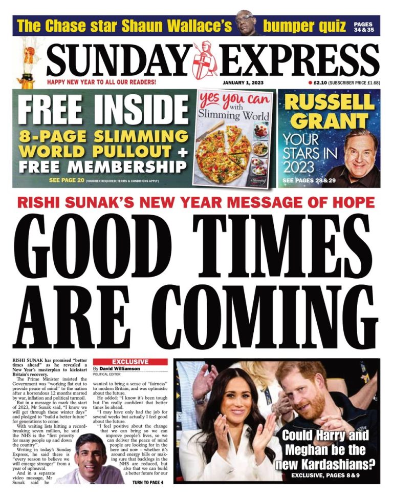 Sunday Express Front Page 1st of January 2023 - Tomorrow's Papers Today!