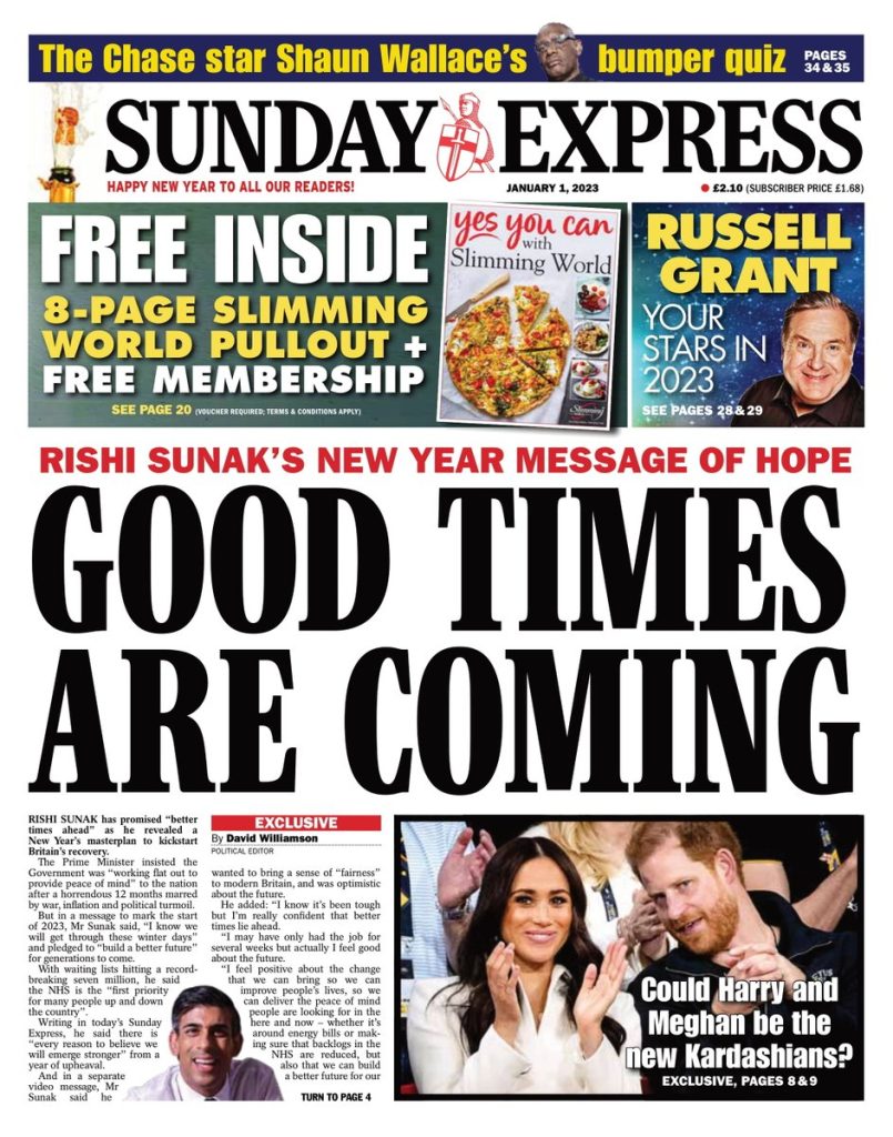 Sunday Express Front Page 1st of January 2023 - Tomorrow's Papers Today!