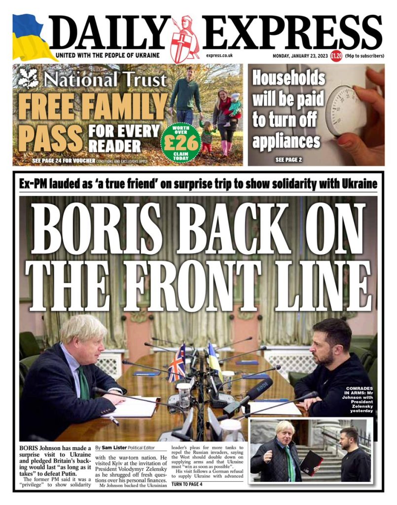 Daily Express Front Page 23rd of January 2023 - Tomorrow's Papers Today!