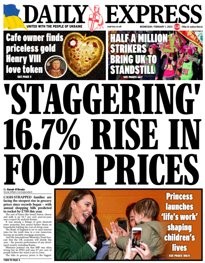 Daily Express Front Page 1st of February 2023 - Tomorrow's Papers Today!