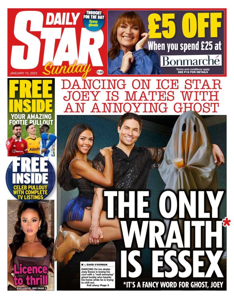 Daily Star Sunday Front Page 15th of January 2023 - Tomorrow's Papers Today!