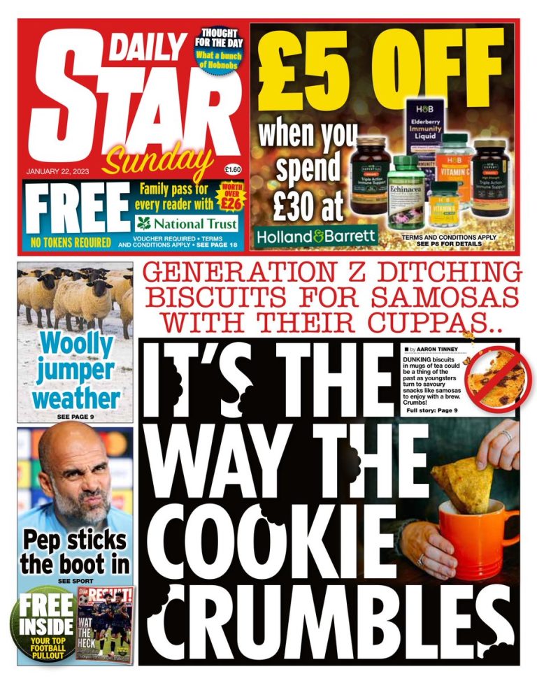 Daily Star Sunday Front Page 22nd of January 2023 - Tomorrow's Papers Today!
