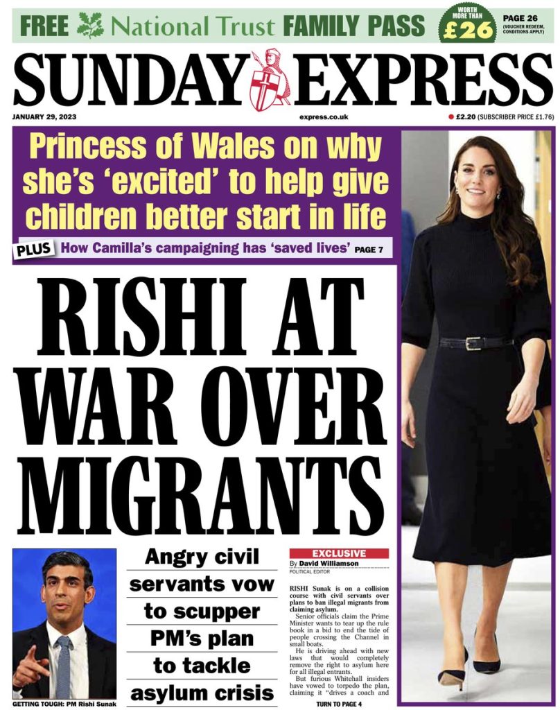 Sunday Express Front Page 29th of January 2023 - Tomorrow's Papers Today!