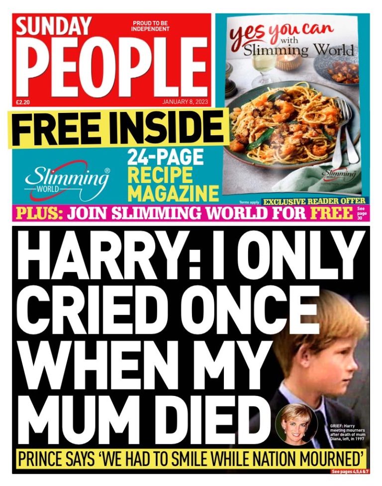 Sunday People Front Page 8th of January 2023 - Tomorrow's Papers Today!