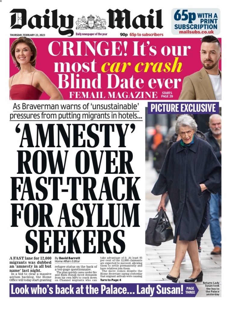 Daily Mail Front Page 23rd of February 2023 - Tomorrow's Papers Today!