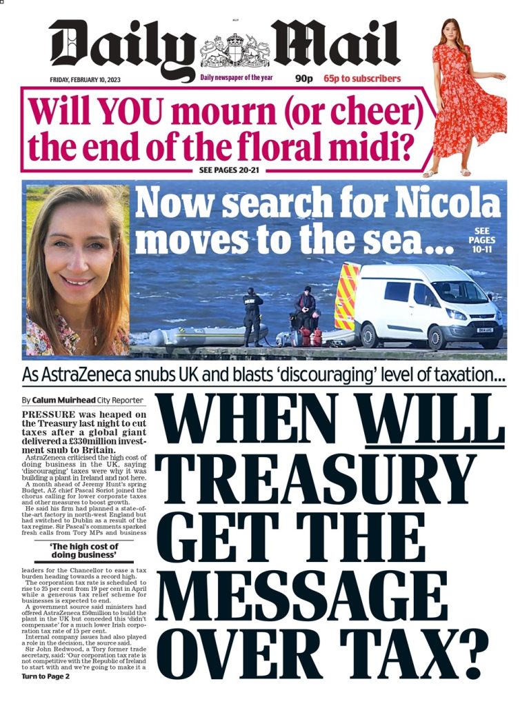 Daily Mail Front Page 10th of February 2023 - Tomorrow's Papers Today!