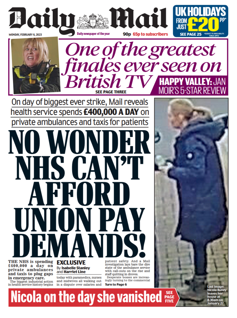 Daily Mail Front Page 6th of February 2023 - Tomorrow's Papers Today!