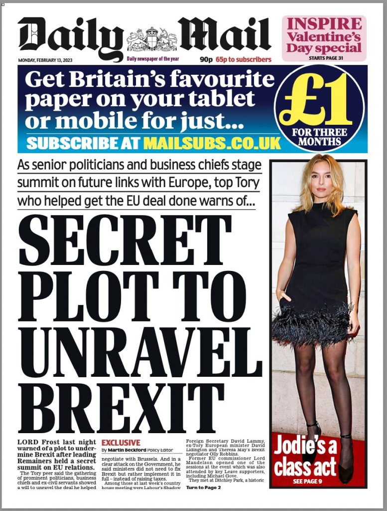 Daily Mail Front Page 13th of February 2023 - Tomorrow's Papers Today!