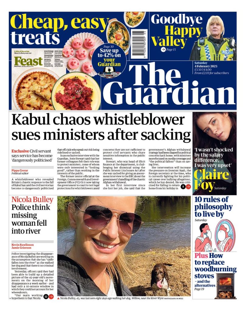 Guardian Front Page 4th of February 2023 - Tomorrow's Papers Today!