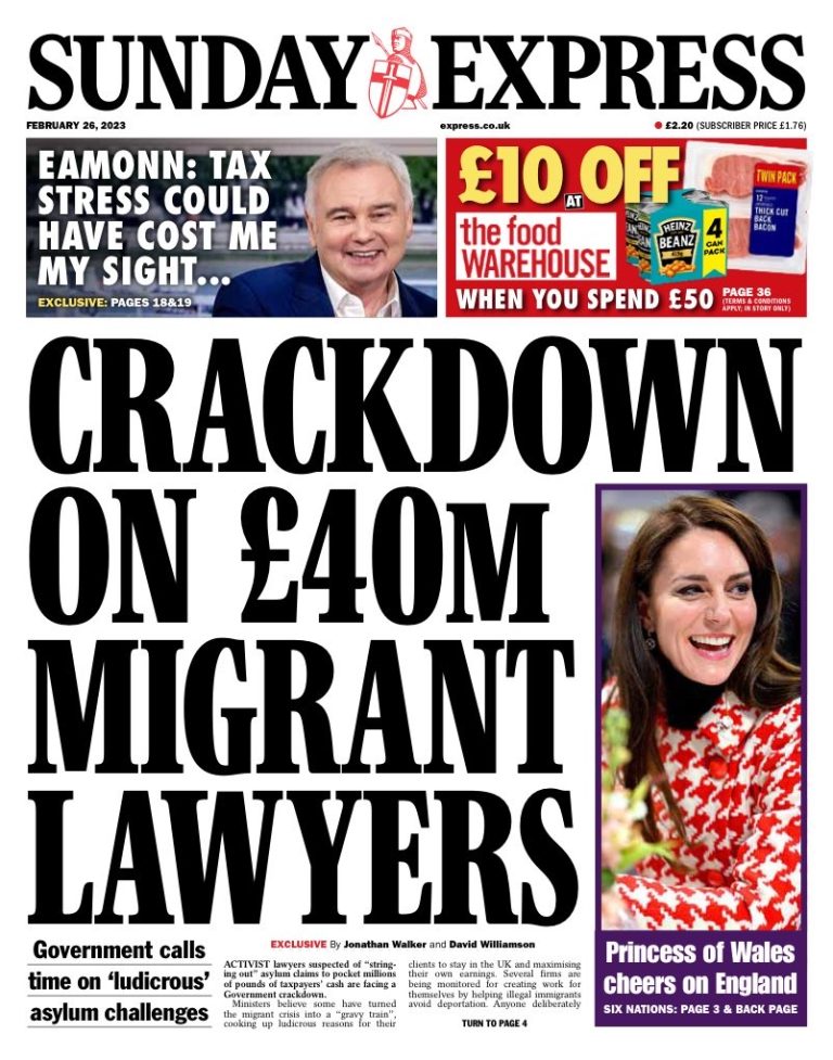 Sunday Express Front Page 26th of February 2023 - Tomorrow's Papers Today!