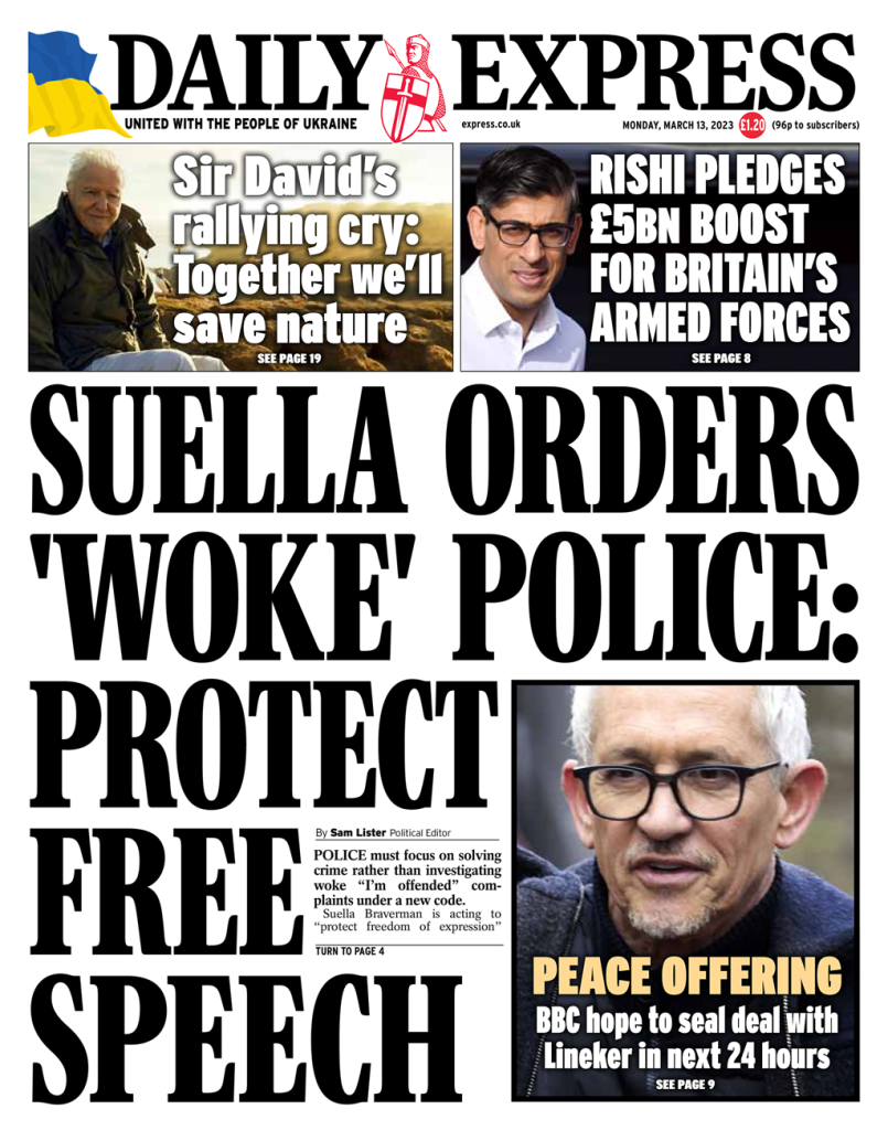 Daily Express Front Page 13th of March 2023 - Tomorrow's Papers Today!