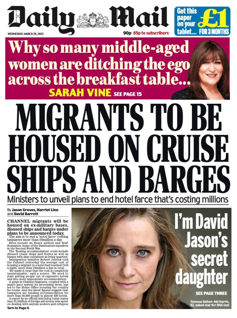 Daily Mail Front Page 29th of March 2023 - Tomorrow's Papers Today!