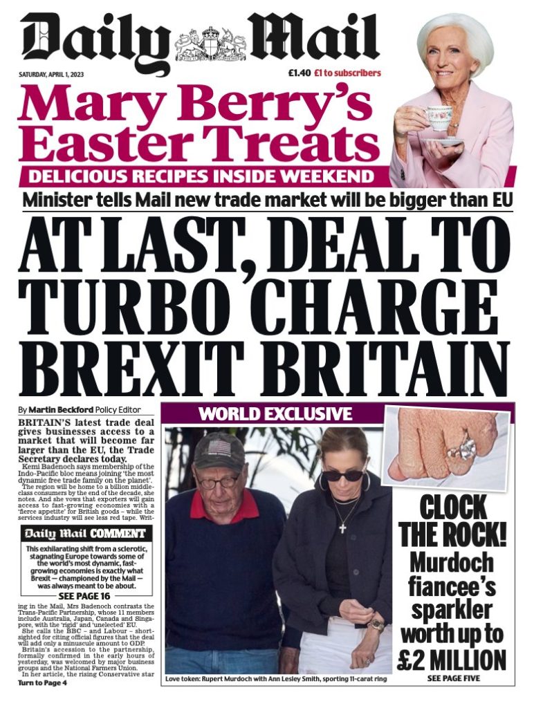 Daily Mail Front Page 1st of April 2023 - Tomorrow's Papers Today!