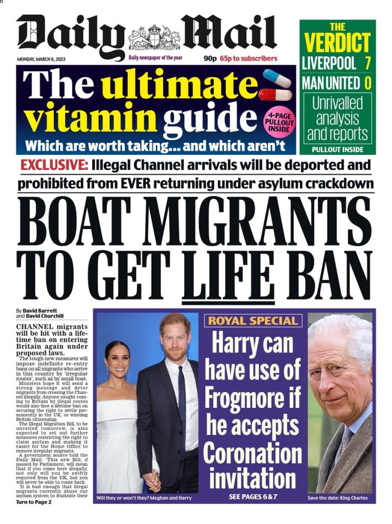 Daily Mail Front Page 6th of March 2023 - Tomorrow's Papers Today!