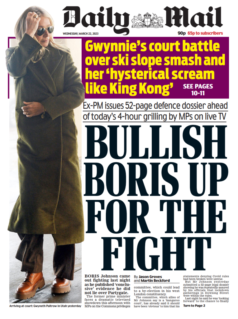 Daily Mail Front Page 22nd of March 2023 - Tomorrow's Papers Today!