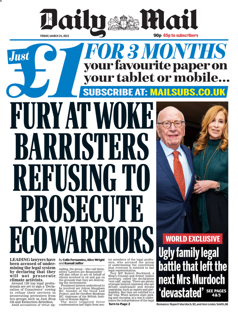 Daily Mail Front Page 24th of March 2023 - Tomorrow's Papers Today!