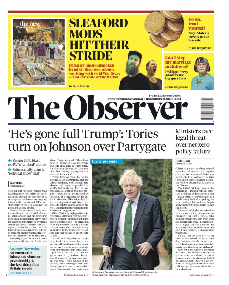 Observer Front Page 5th of March 2023 - Tomorrow's Papers Today!