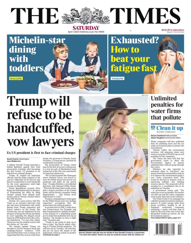 Times Front Page 1st of April 2023 - Tomorrow's Papers Today!