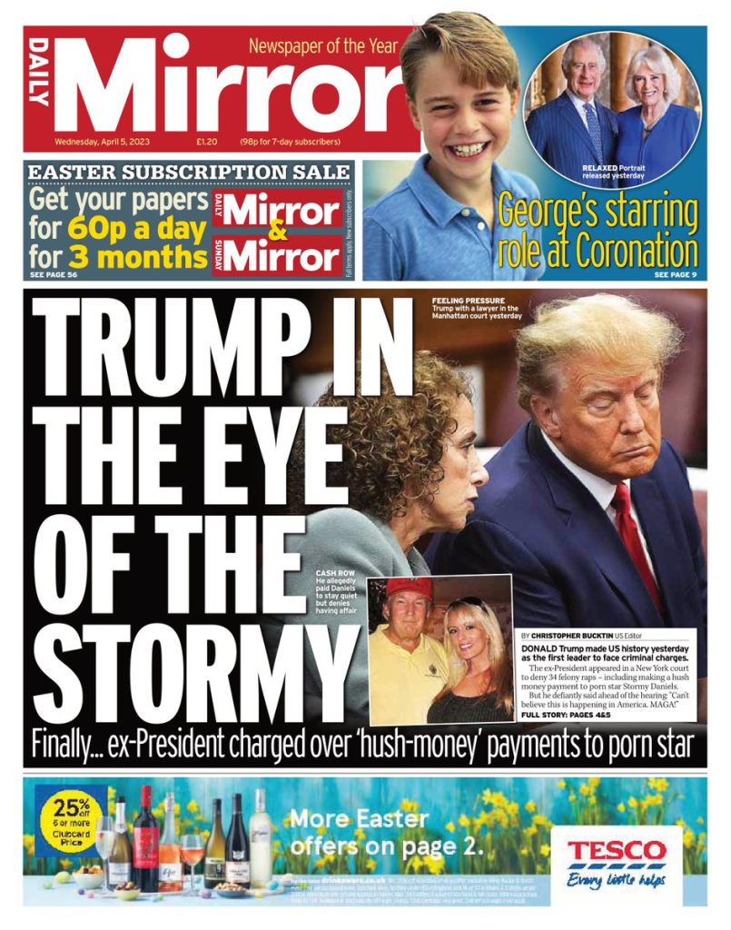 Daily Mirror Front Page 5th of April 2023 - Tomorrow's Papers Today!