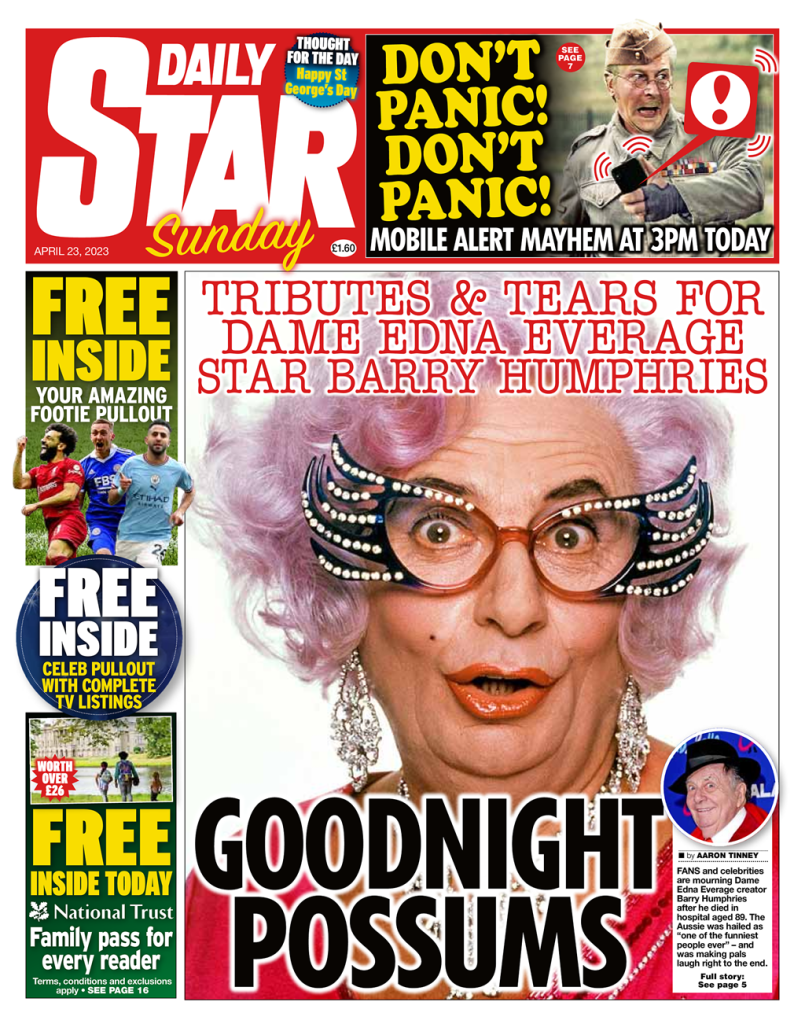 Daily Star Sunday Front Page 23rd of April 2023 - Tomorrow's Papers Today!