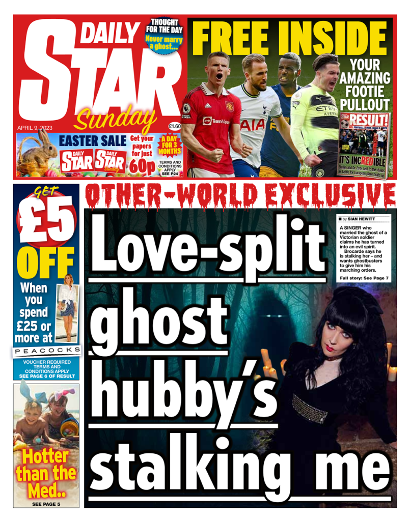 Daily Star Sunday Front Page 9th of April 2023 - Tomorrow's Papers Today!