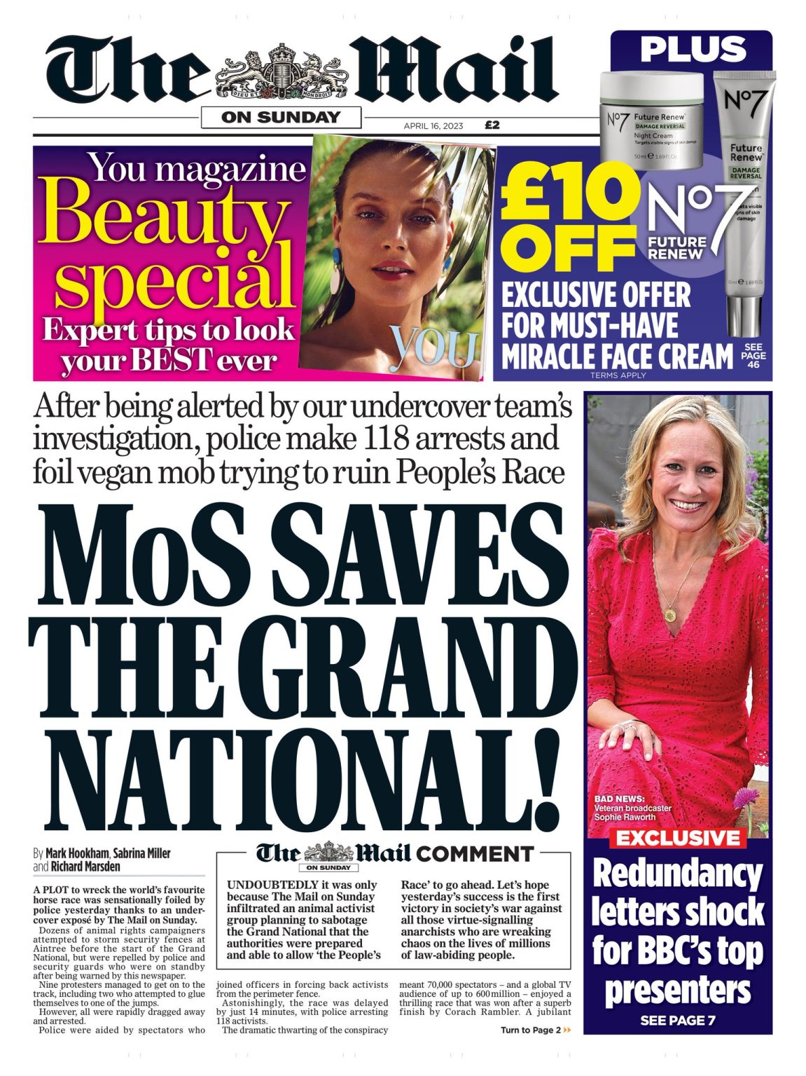 Mail on Sunday Front Page 16th of April 2023 - Tomorrow's Papers Today!