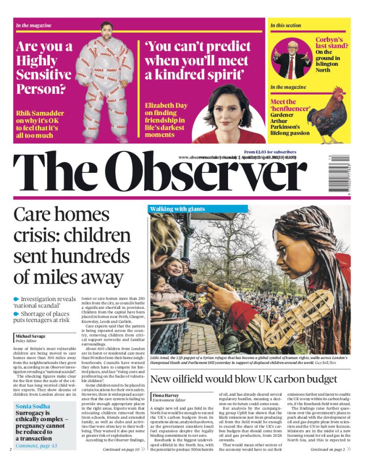 Observer Front Page 2nd of April 2023 - Tomorrow's Papers Today!