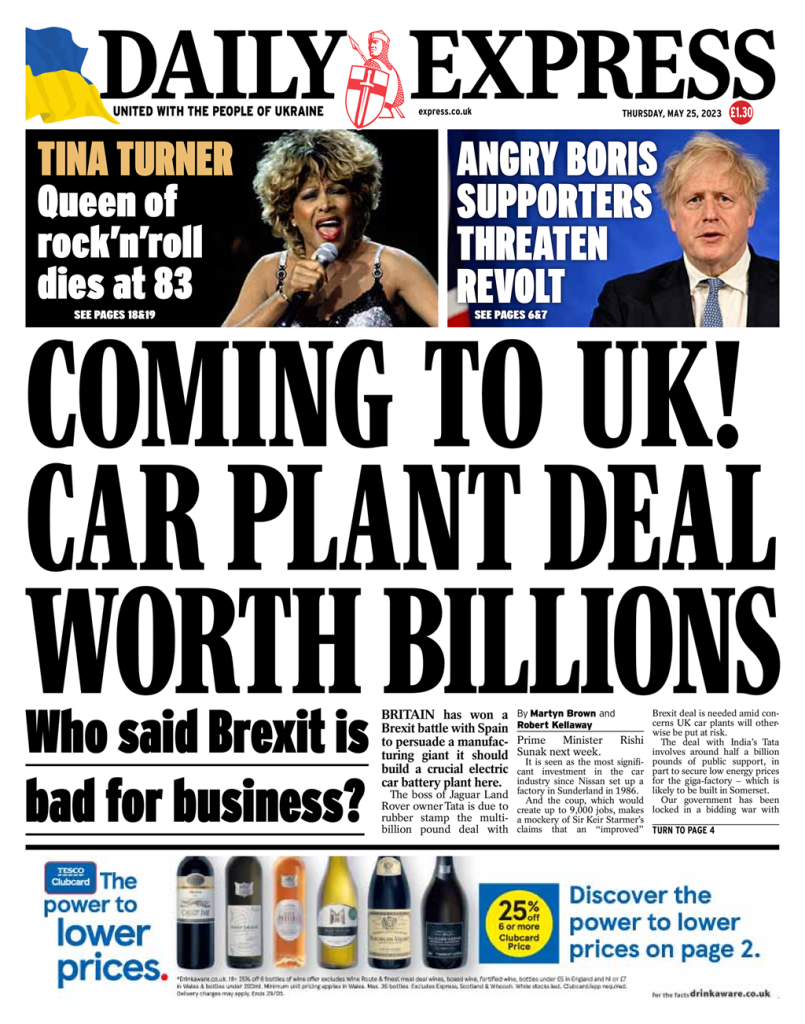 Daily Express Front Page 25th of May 2023 - Tomorrow's Papers Today!