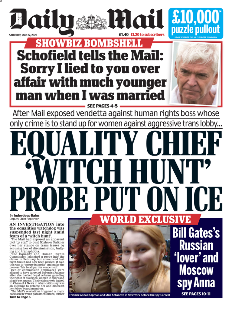 Daily Mail Front Page 27th of May 2023 - Tomorrow's Papers Today!