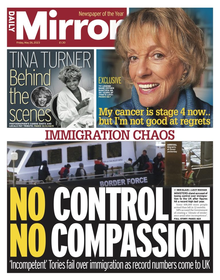 Daily Mirror Front Page 26th of May 2023 - Tomorrow's Papers Today!