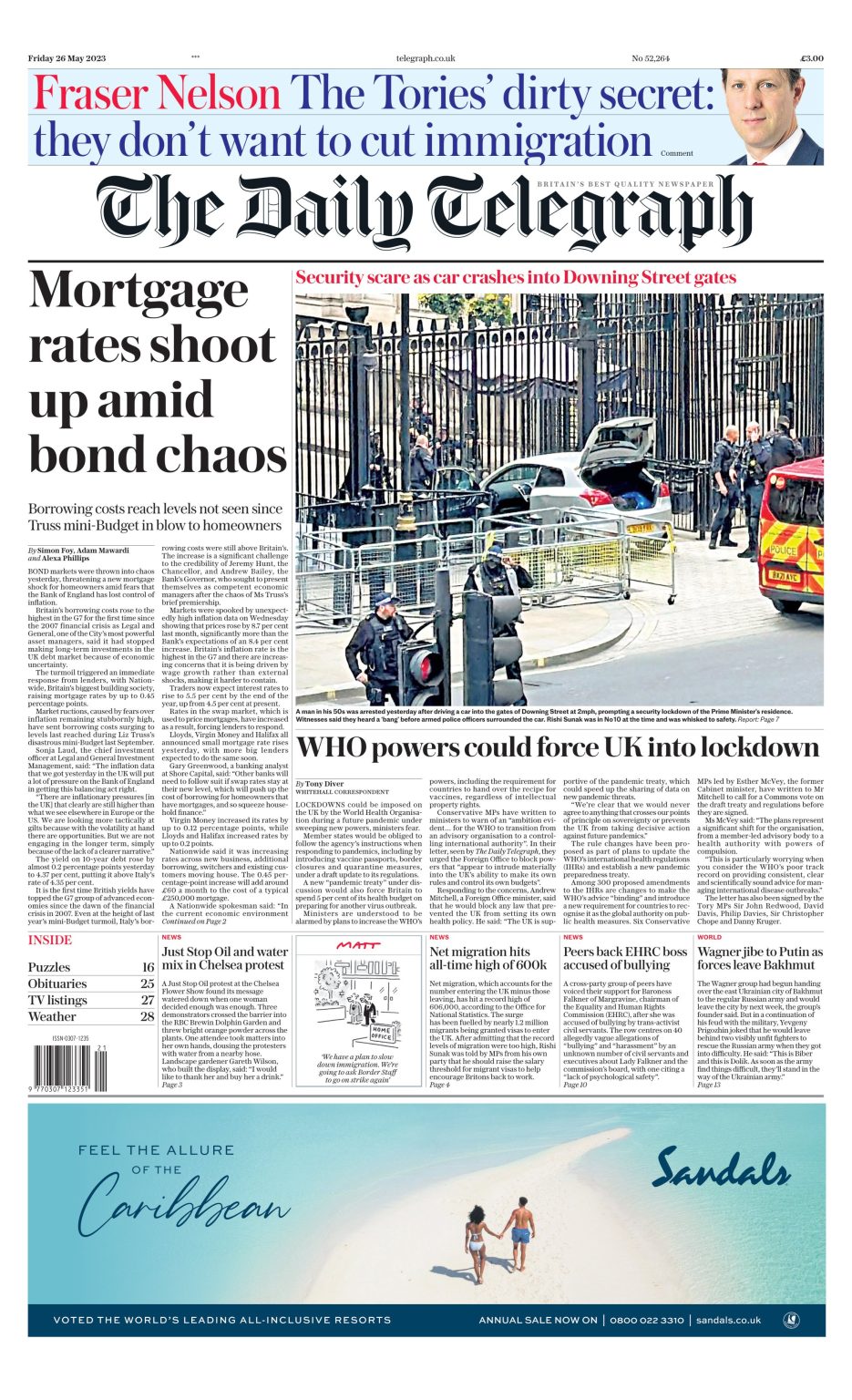 Daily Telegraph Front Page 26th of May 2023 - Tomorrow's Papers Today!