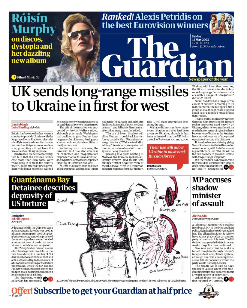 Guardian Front Page 12th of May 2023 - Tomorrow's Papers Today!