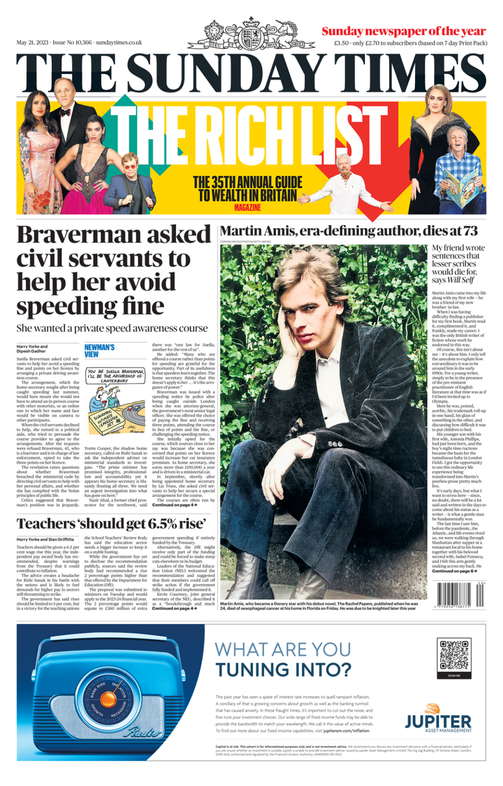 Sunday Times Front Page 21st of May 2023 - Tomorrow's Papers Today!