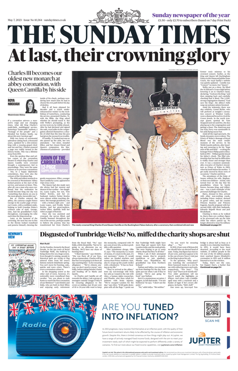 Sunday Times Front Page 7th of May 2023 - Tomorrow's Papers Today!
