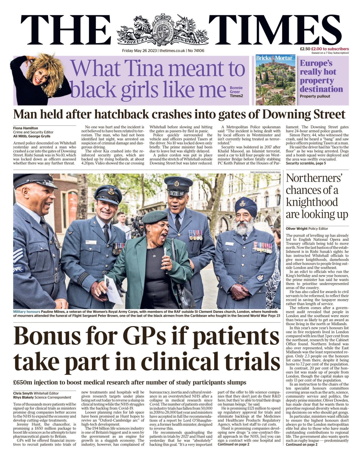 Times Front Page 26th of May 2023 - Tomorrow's Papers Today!