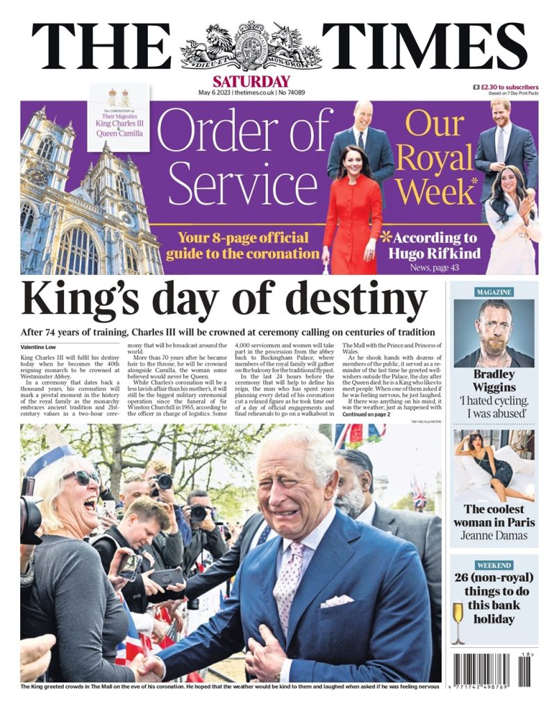 Times Front Page 6th of May 2023 - Tomorrow's Papers Today!