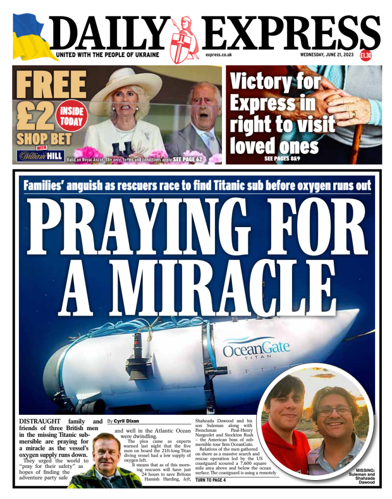 Daily Express Front Page 21st of June 2023 - Tomorrow's Papers Today!