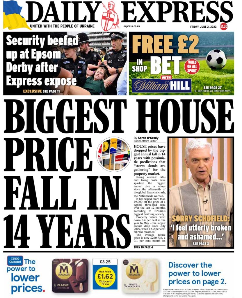 Daily Express Front Page 2nd of June 2023 - Tomorrow's Papers Today!
