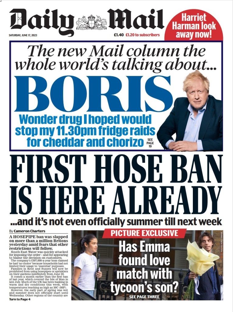 Daily Mail Front Page 17th of June 2023 - Tomorrow's Papers Today!
