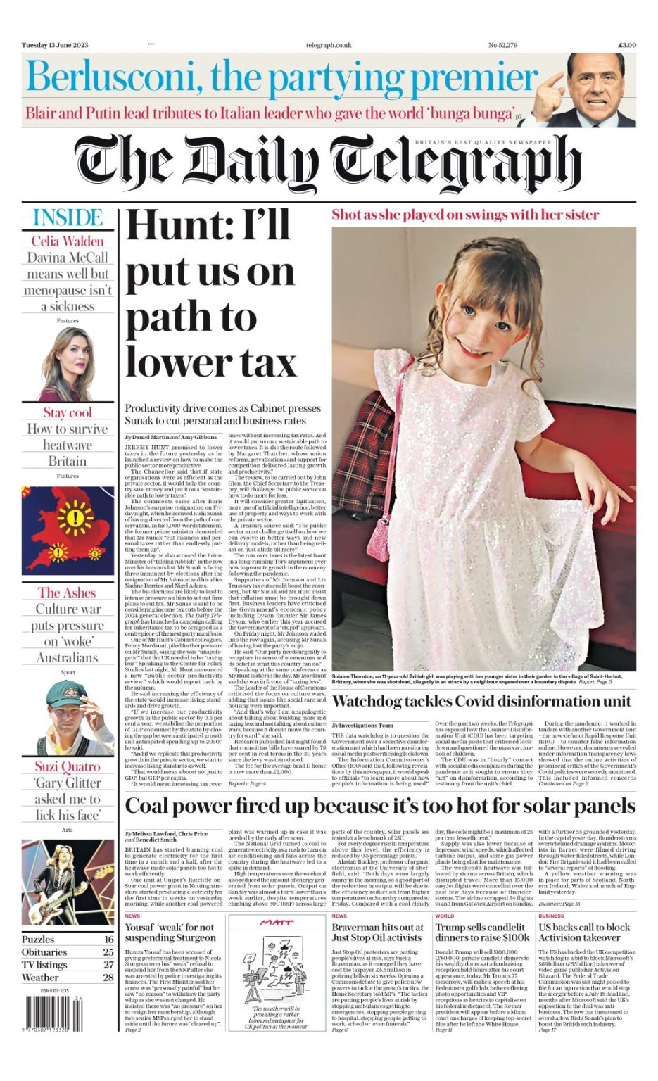 Daily Telegraph Front Page 13th of June 2023 - Tomorrow's Papers Today!