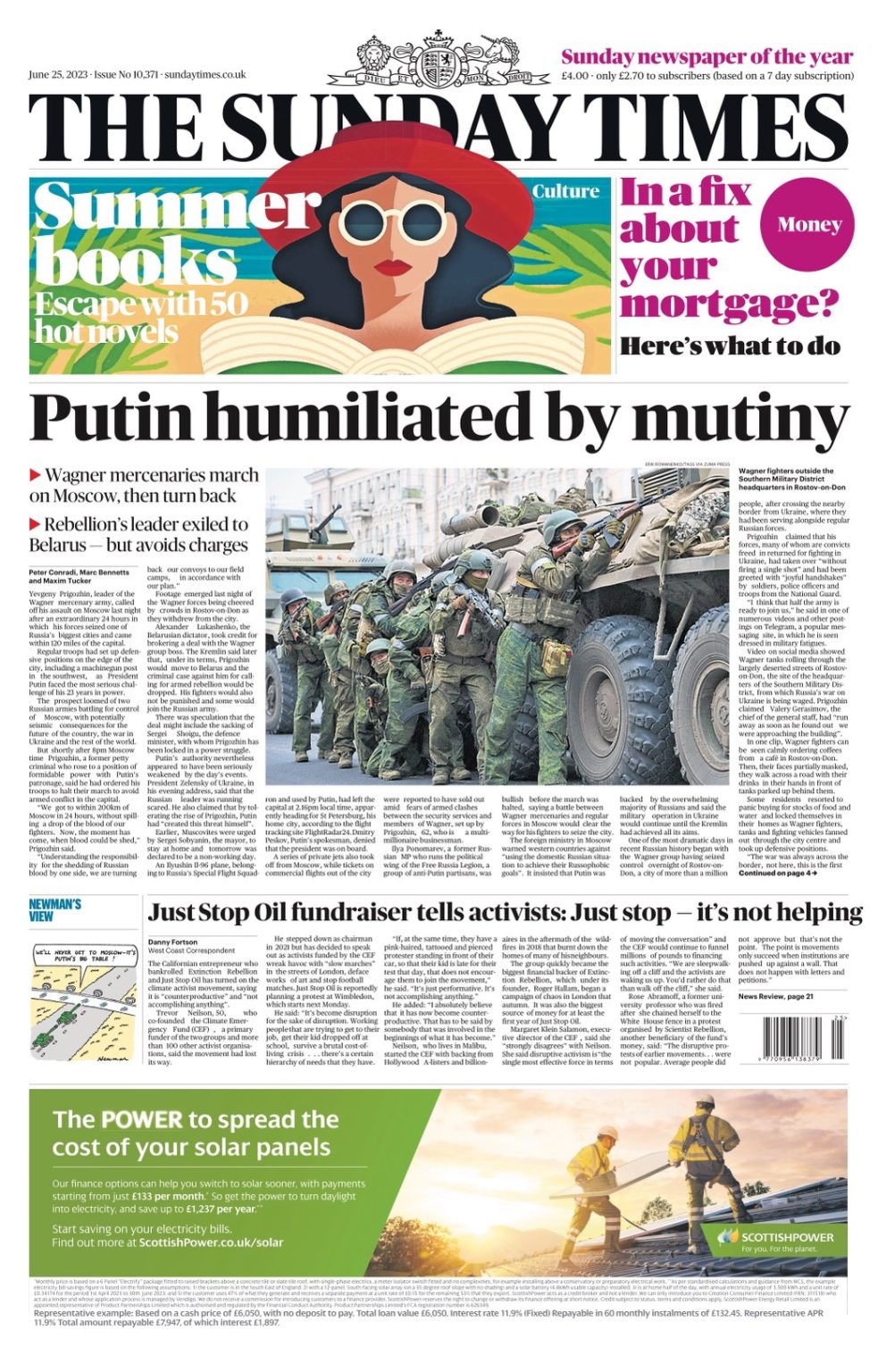 Sunday Times Front Page 25th of June 2023 - Tomorrow's Papers Today!