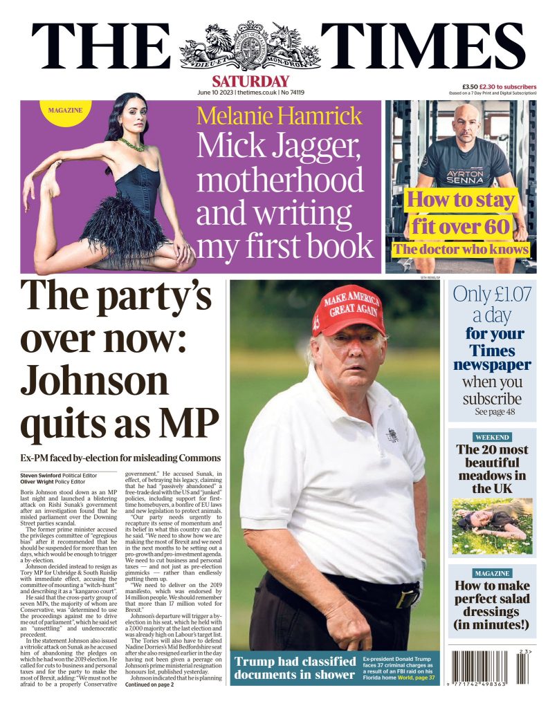 Times Front Page 10th of June 2023 - Tomorrow's Papers Today!