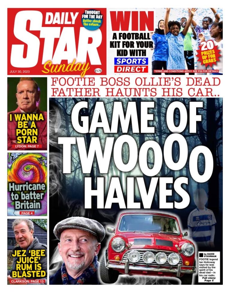 Daily Star Sunday Front Page 30th of July 2023 - Tomorrow's Papers Today!