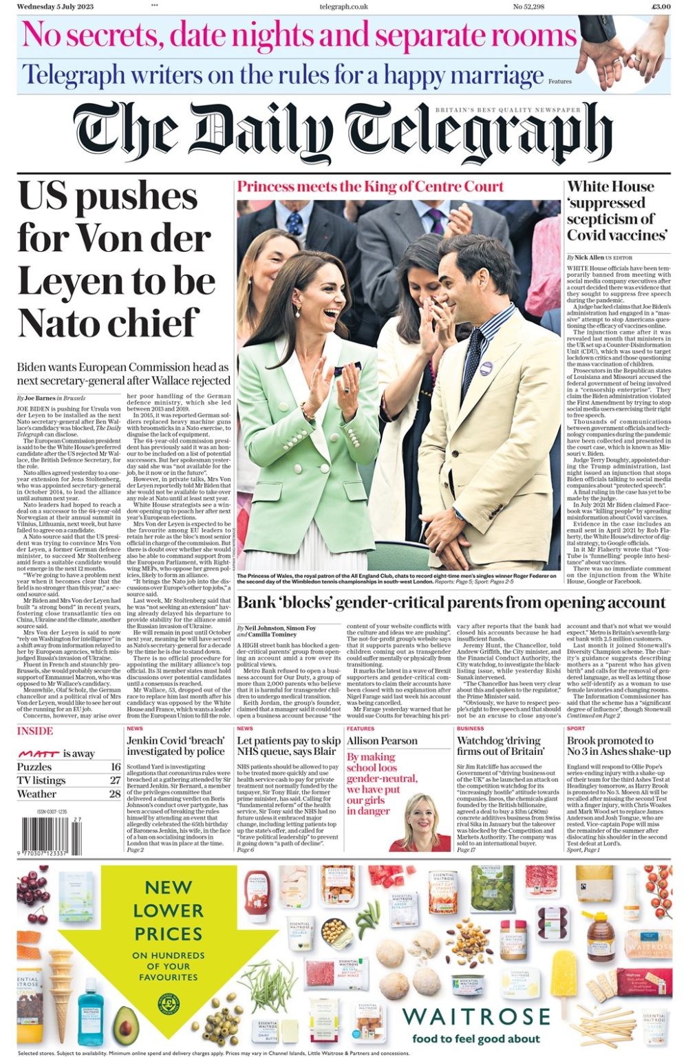 Daily Telegraph Front Page 5th of July 2023 - Tomorrow's Papers Today!